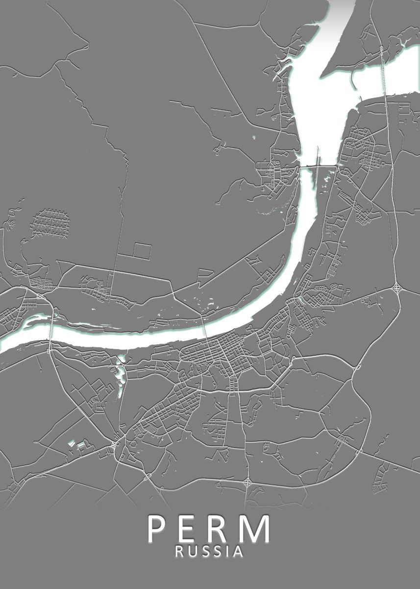 'Perm Russia City Map' Poster, picture, metal print, paint by City Map ...