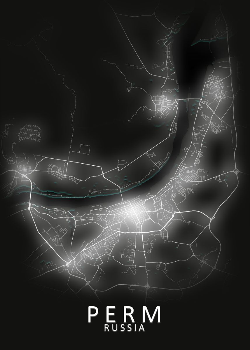 'Perm Russia City Map' Poster by City Map Art Prints | Displate