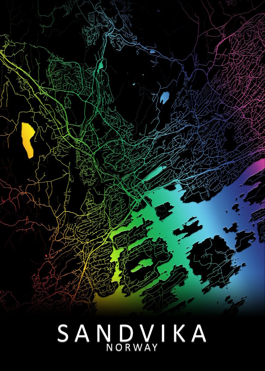 'Sandvika Norway City Map' Poster by City Map Art Prints | Displate