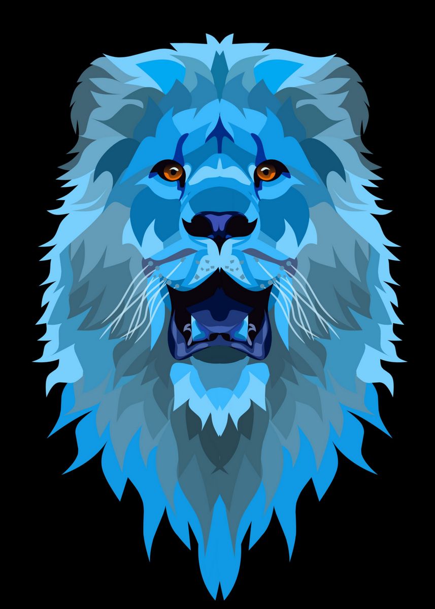 'Blue Lion' Poster, picture, metal print, paint by 4 Epic Drawing ...