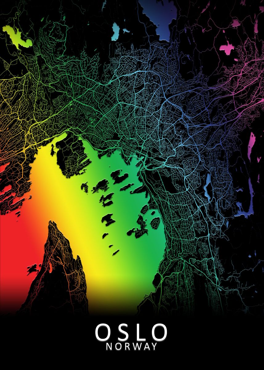 'Oslo Norway City Map' Poster, picture, metal print, paint by City Map ...
