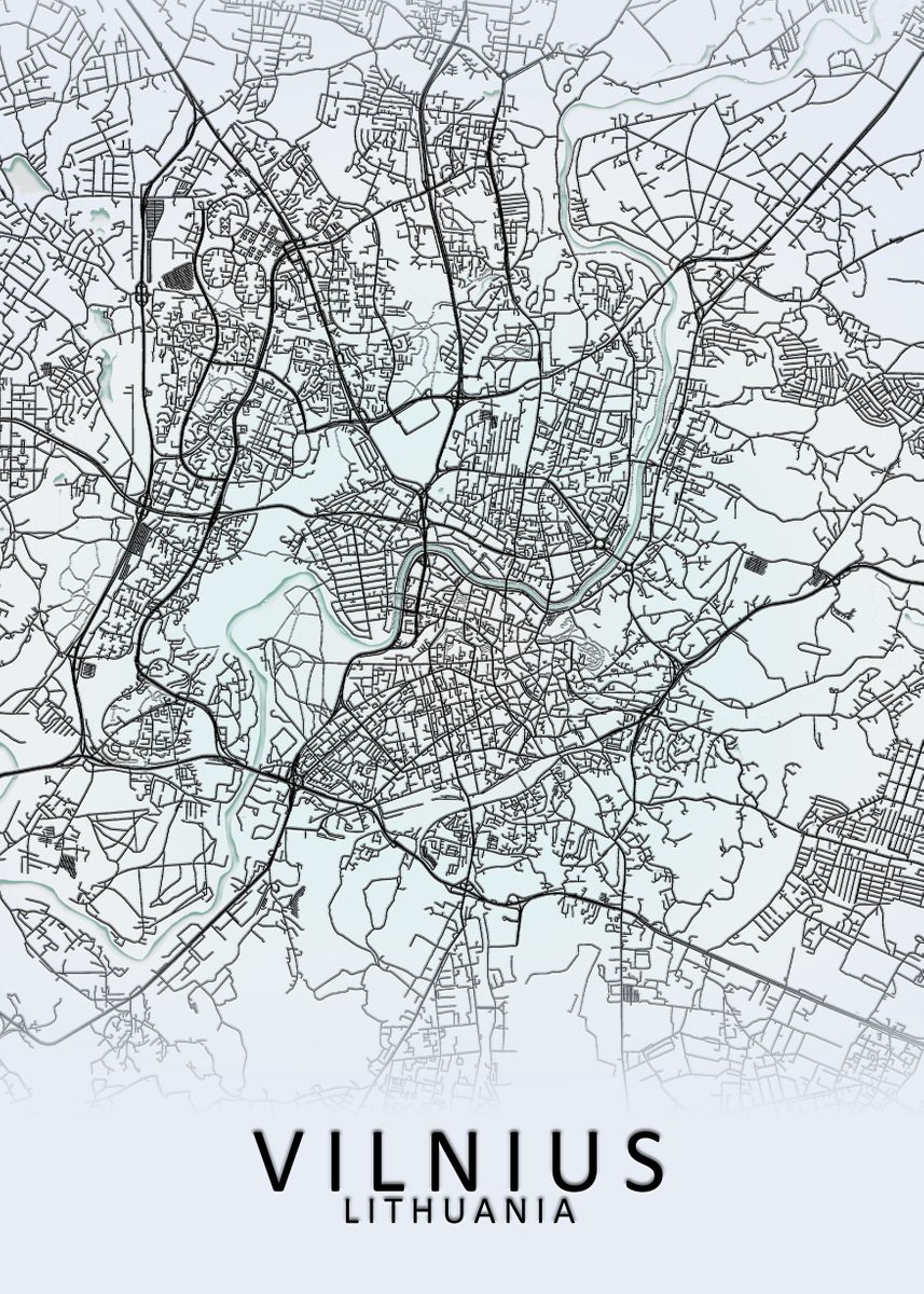 'Vilnius Lithuania City Map' Poster by City Map Art Prints | Displate