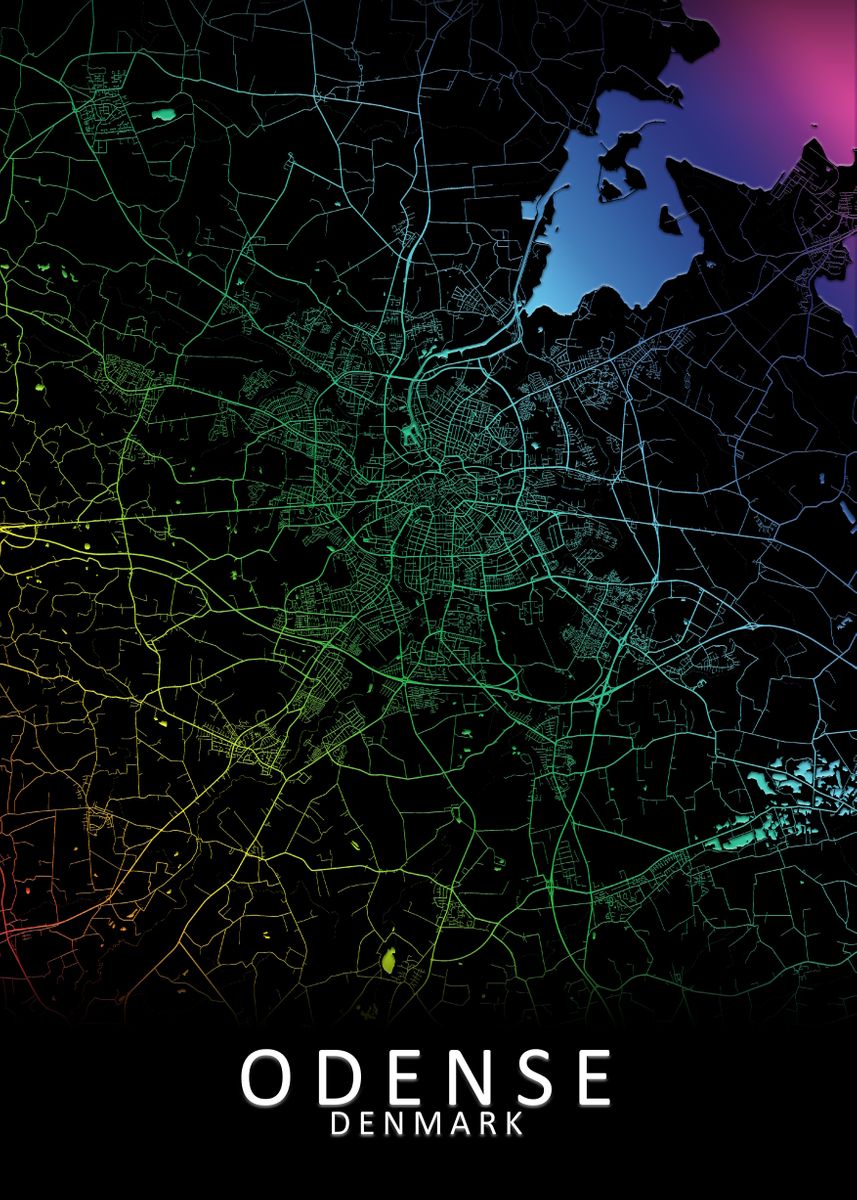'Odense Denmark City Map' Poster by City Map Art Prints | Displate