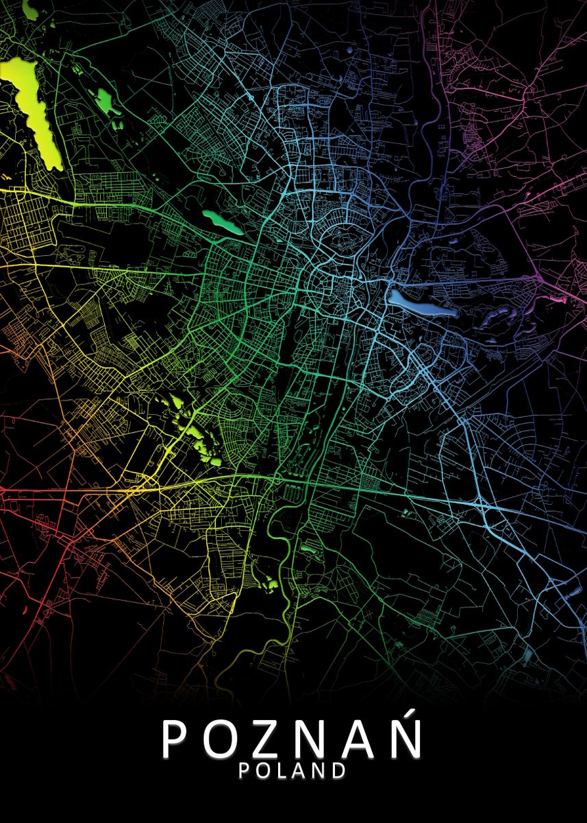 'Poznan Poland City Map' Poster, picture, metal print, paint by City ...
