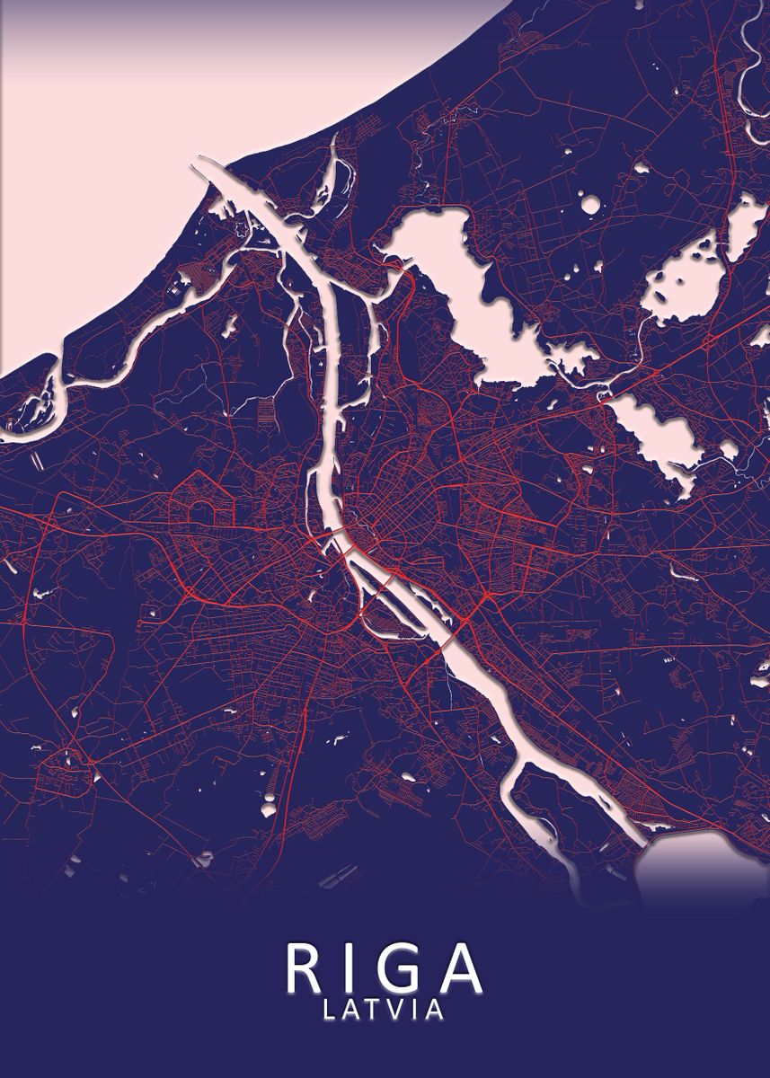 'Riga Latvia City Map' Poster, picture, metal print, paint by City Map ...