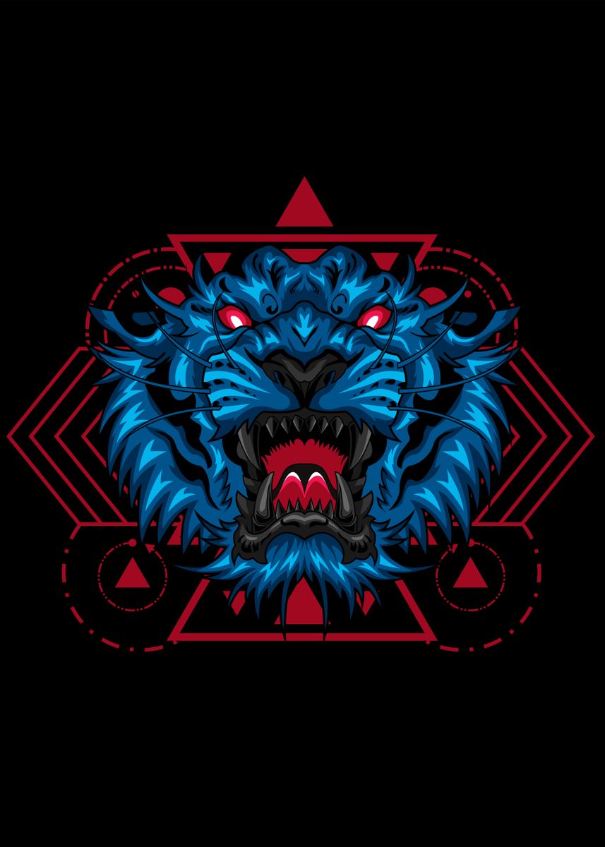 'TIGER BLUE GEOMETRIC' Poster by arif purnomo | Displate