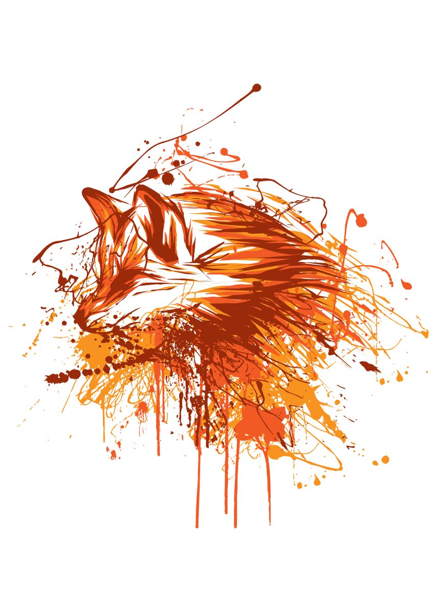 'Fox splatter' Poster, picture, metal print, paint by Second Syndicate ...