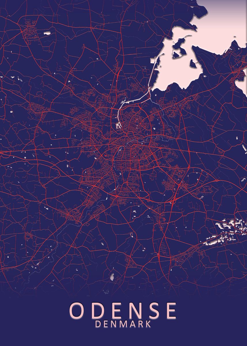 'Odense Denmark City Map' Poster by City Map Art Prints | Displate