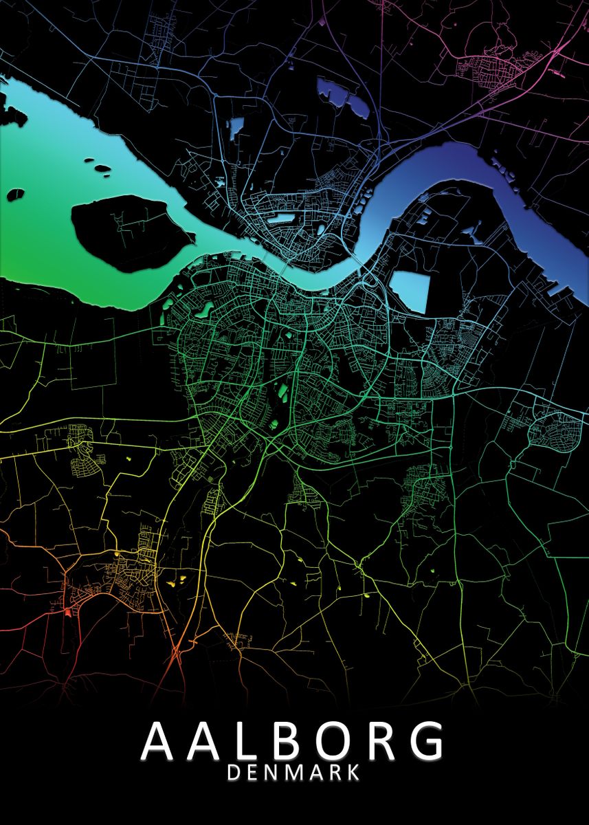 'Aalborg Denmark City Map' Poster, picture, metal print, paint by City ...