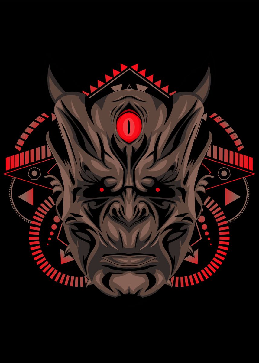 'OLD DEVIL SCARED GEOMETRY' Poster, picture, metal print, paint by arif ...