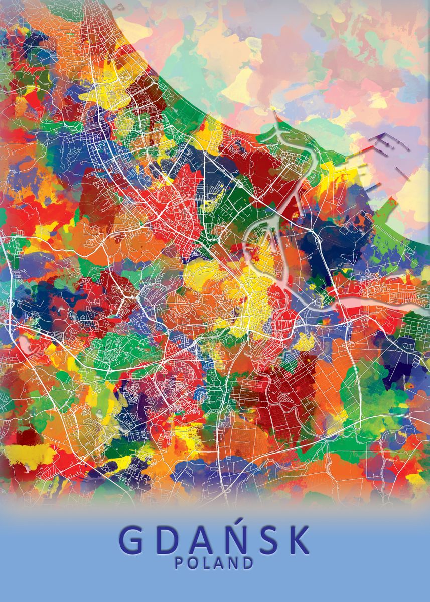 'Gdansk Poland City Map' Poster by City Map Art Prints | Displate