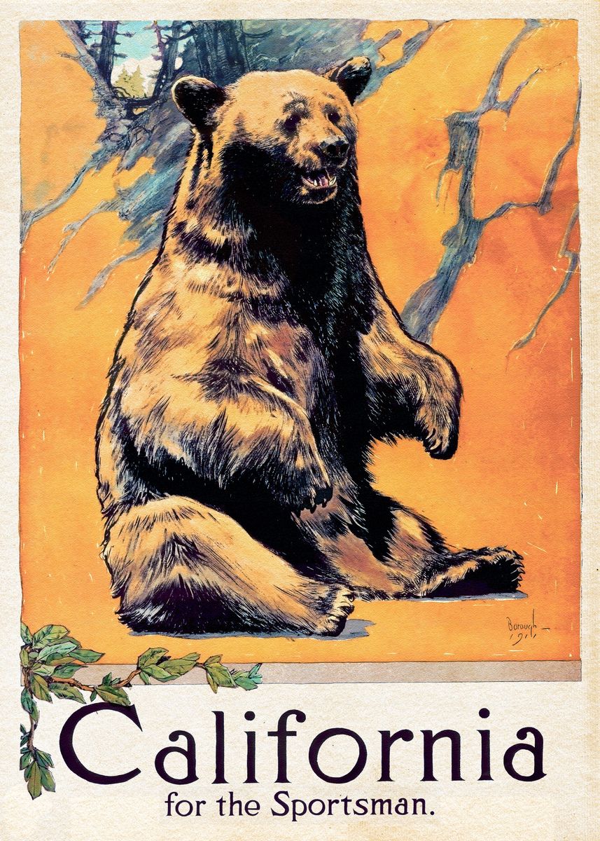 'Travel California Bear' Poster, picture, metal print, paint by Vertigo ...