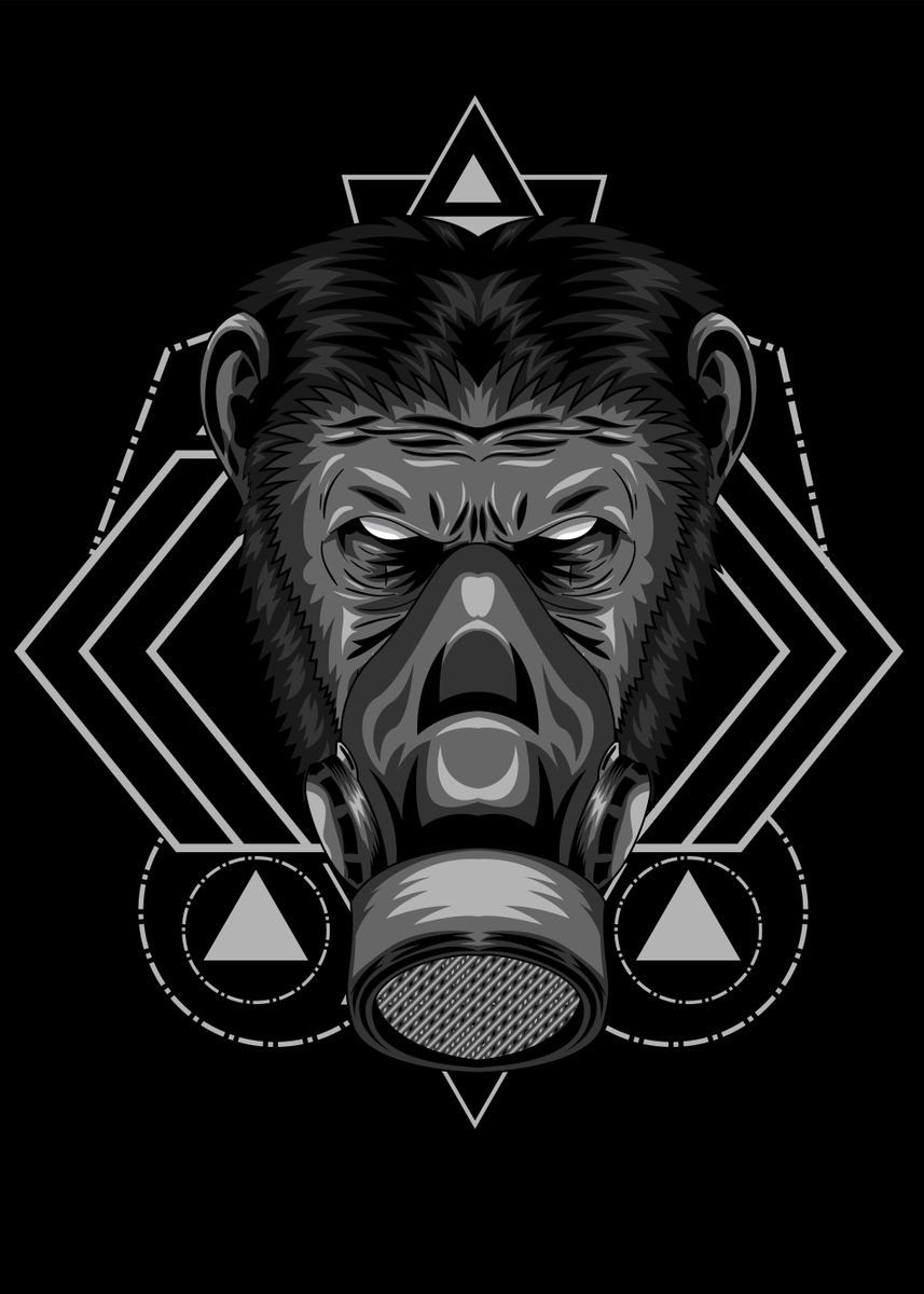 'APES SCARED GEOMETRIC' Poster, picture, metal print, paint by arif ...