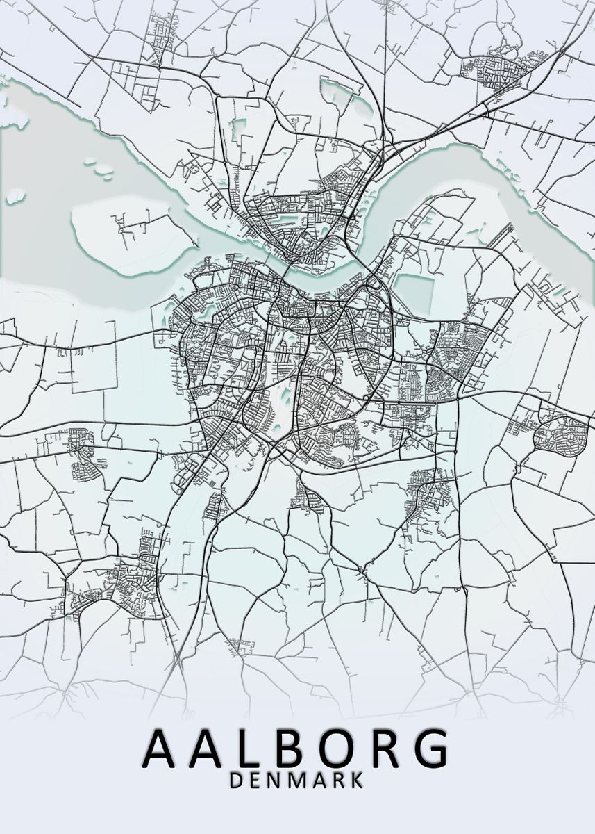 'Aalborg Denmark City Map' Poster, picture, metal print, paint by City ...