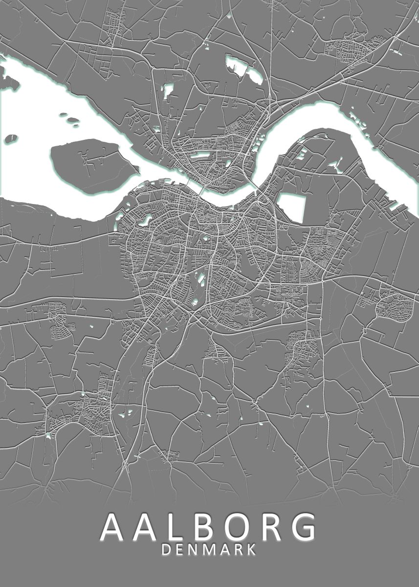 'Aalborg Denmark City Map' Poster, picture, metal print, paint by City ...