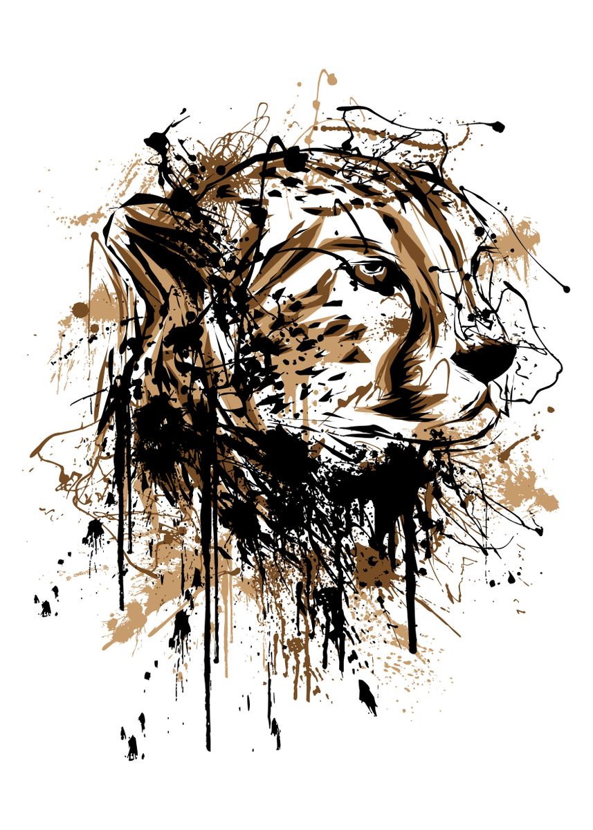 'Cheetah splatter' Poster, picture, metal print, paint by Second ...