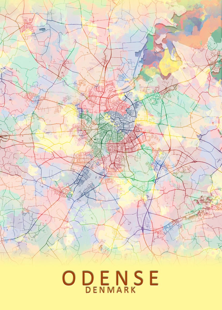 'Odense Denmark City Map' Poster by City Map Art Prints | Displate