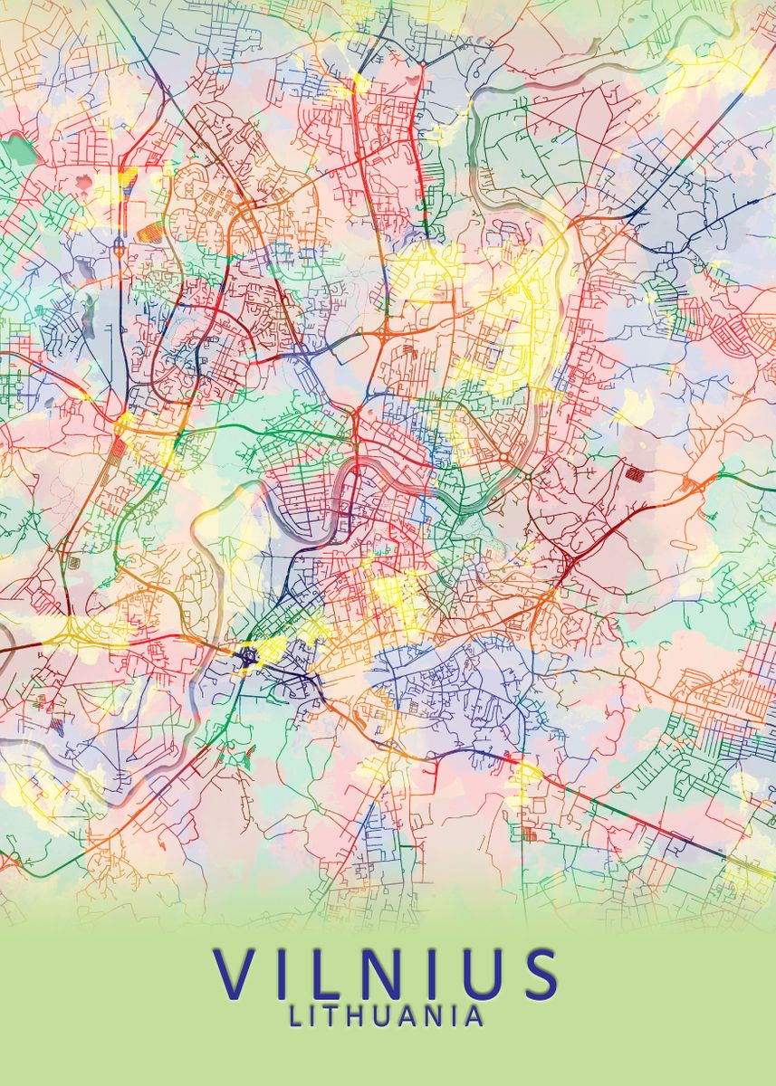 'Vilnius Lithuania City Map' Poster by City Map Art Prints | Displate