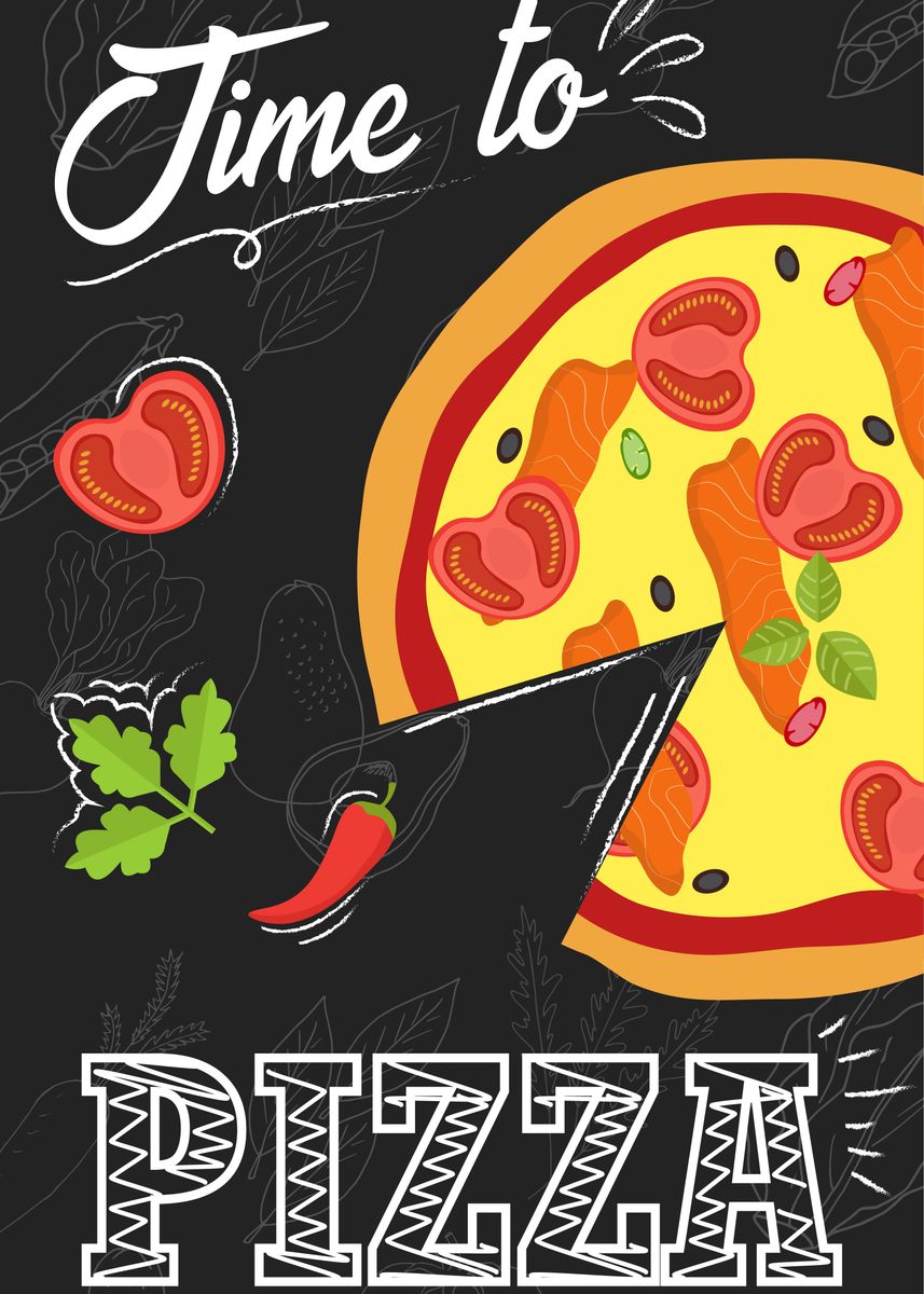 'Time to pizza Poster' Poster by Valeriya Novozhonova | Displate