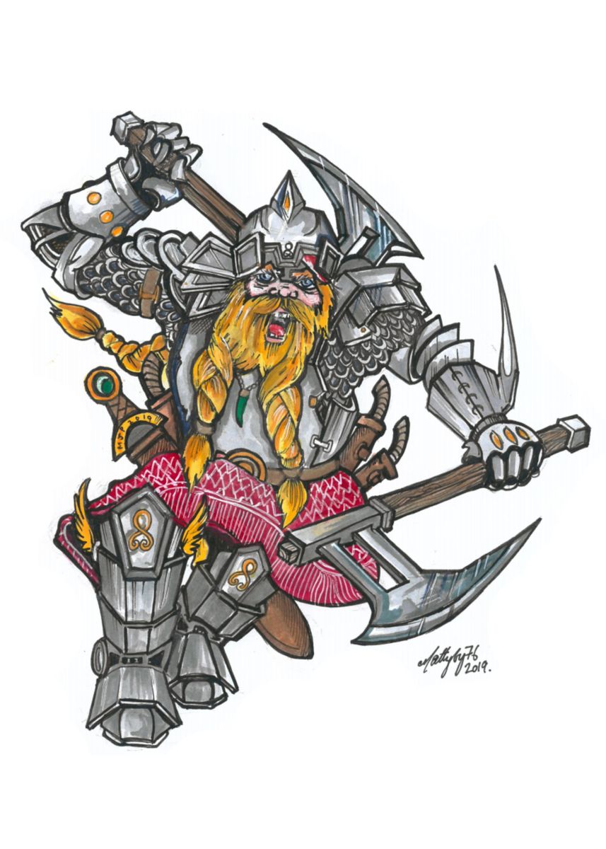 'Viking Axe Man' Poster, picture, metal print, paint by Matt Prewett ...