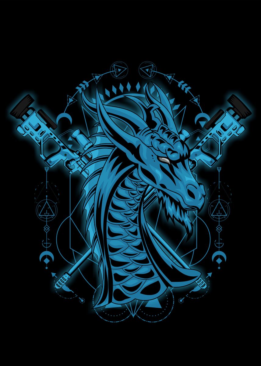 'DRAGON GEOMETRIC' Poster, picture, metal print, paint by arif purnomo ...