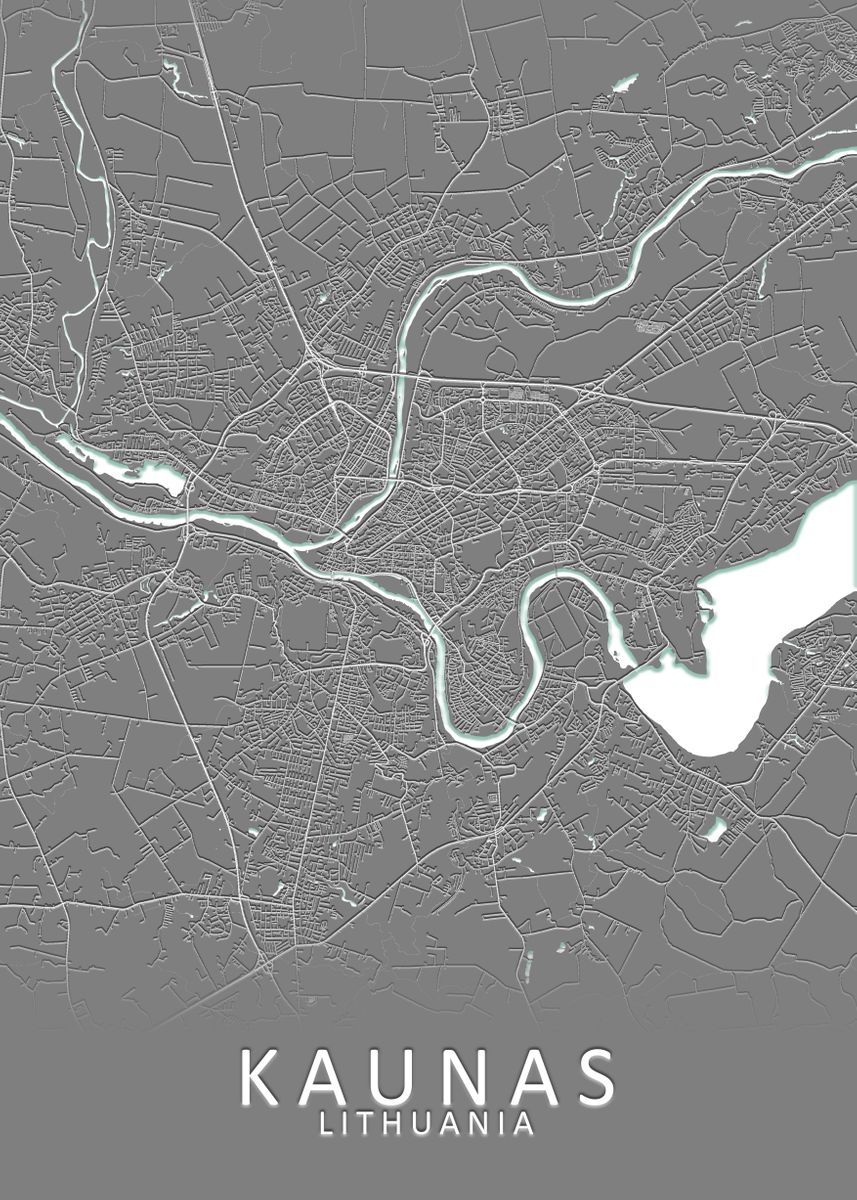 'Kaunas Lithuania City Map' Poster by City Map Art Prints | Displate
