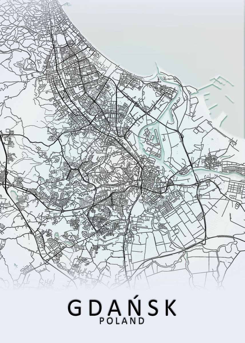 'Gdansk Poland City Map' Poster by City Map Art Prints | Displate