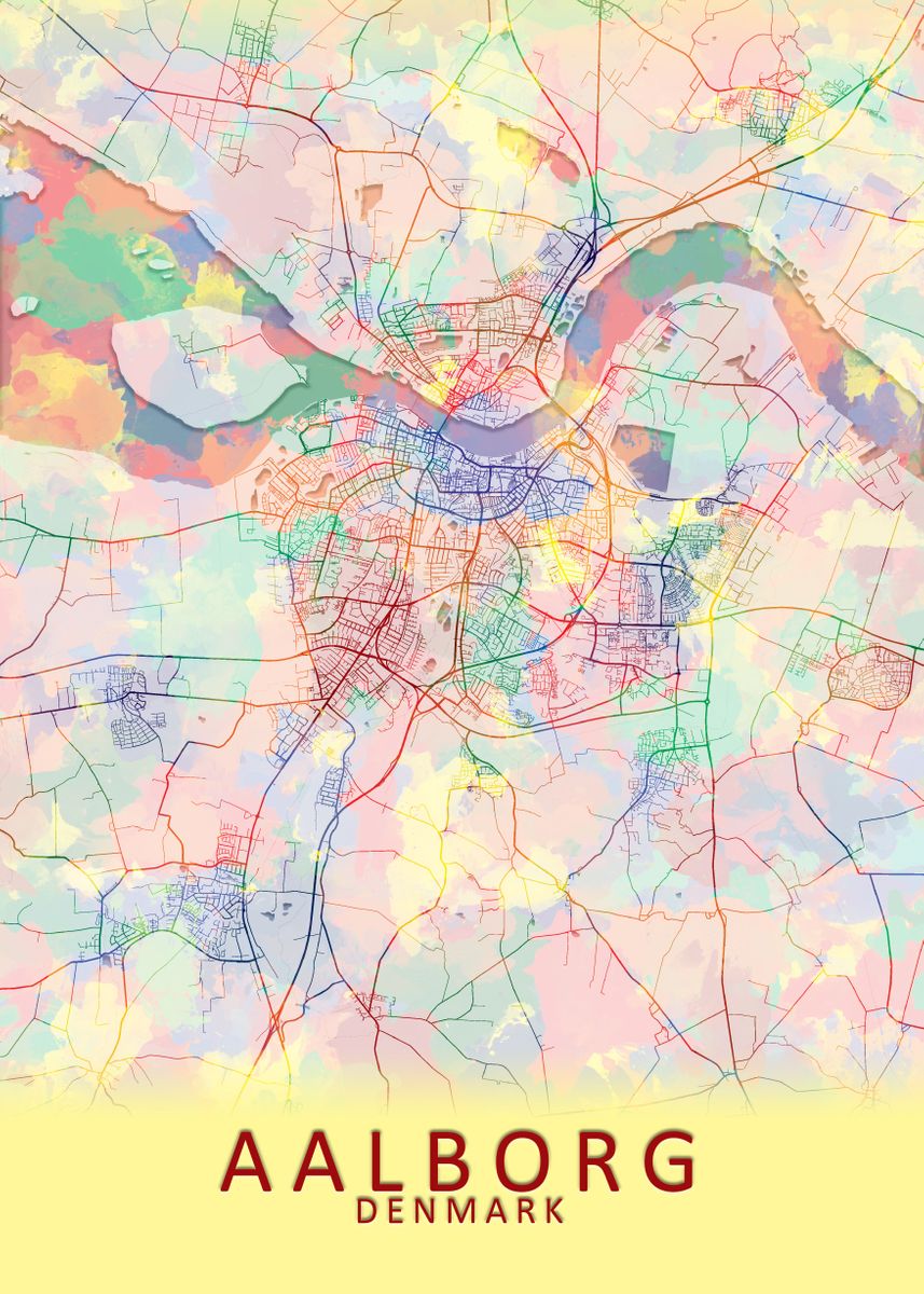 'Aalborg Denmark City Map' Poster by City Map Art Prints | Displate