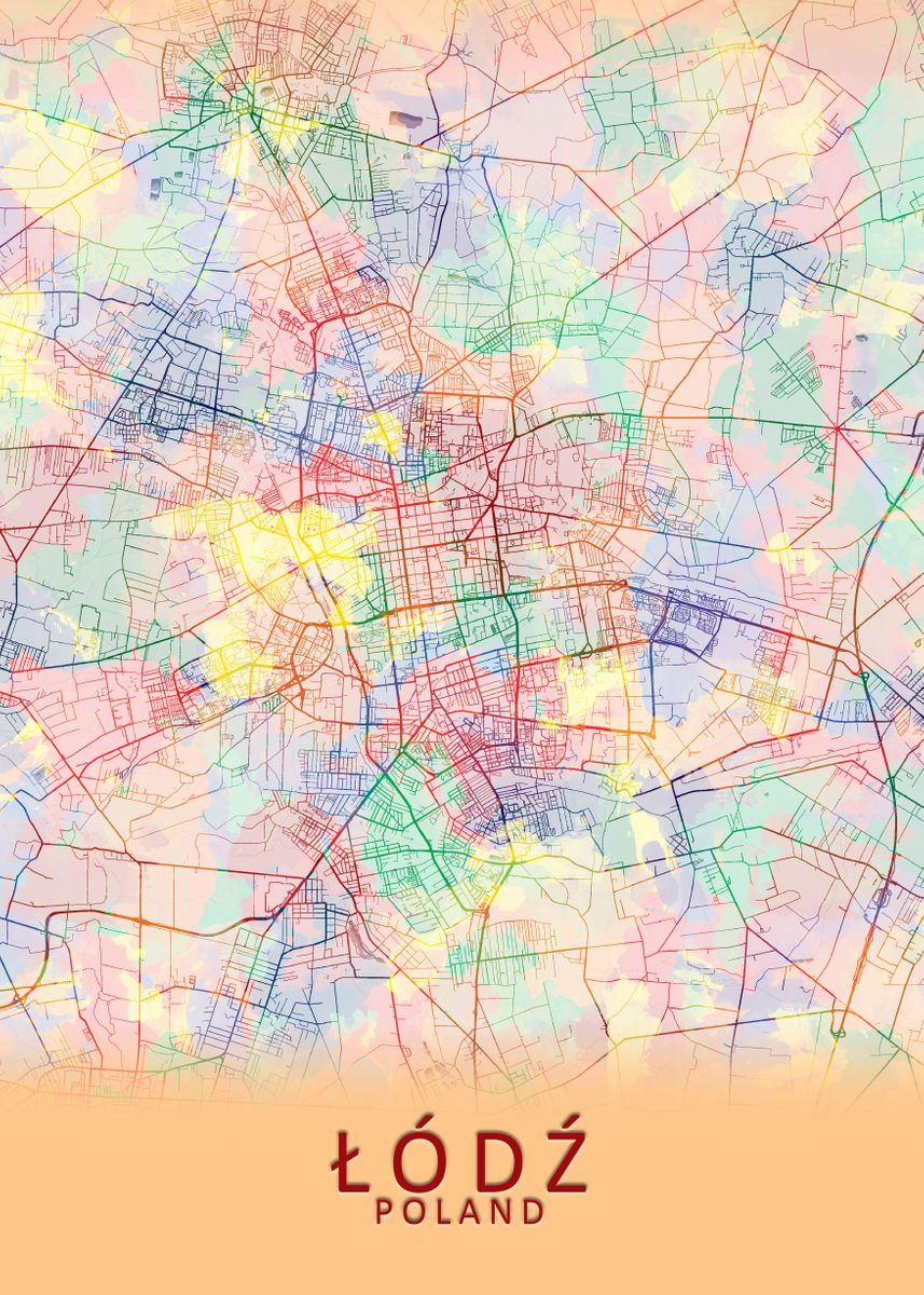 'Lodz Poland City Map' Poster by City Map Art Prints | Displate