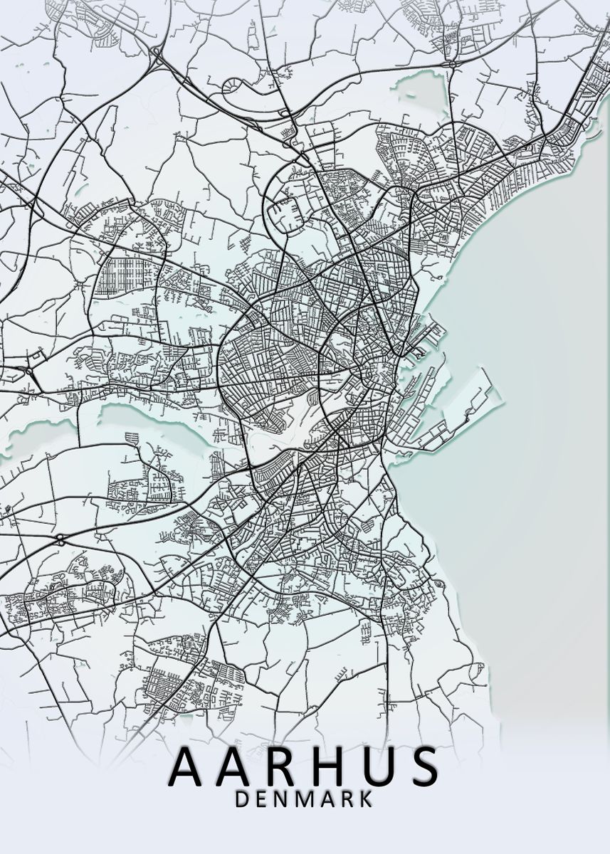 'Aarhus Denmark City Map' Poster by City Map Art Prints | Displate