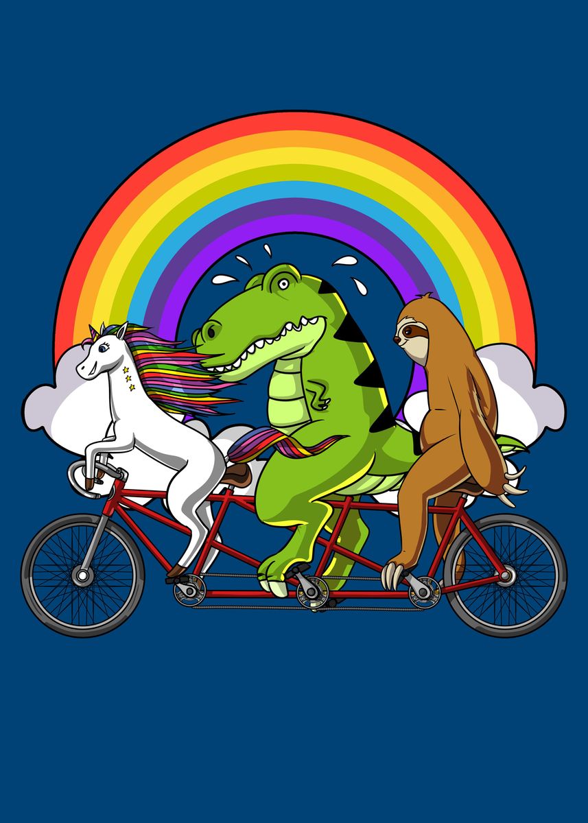 'Rainbow Cycling' Poster, picture, metal print, paint by Psychonautica ...