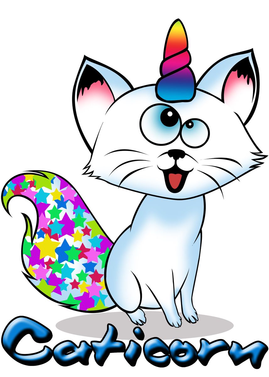 'caticorn' Poster, picture, metal print, paint by Dwight Bradley Lawas ...