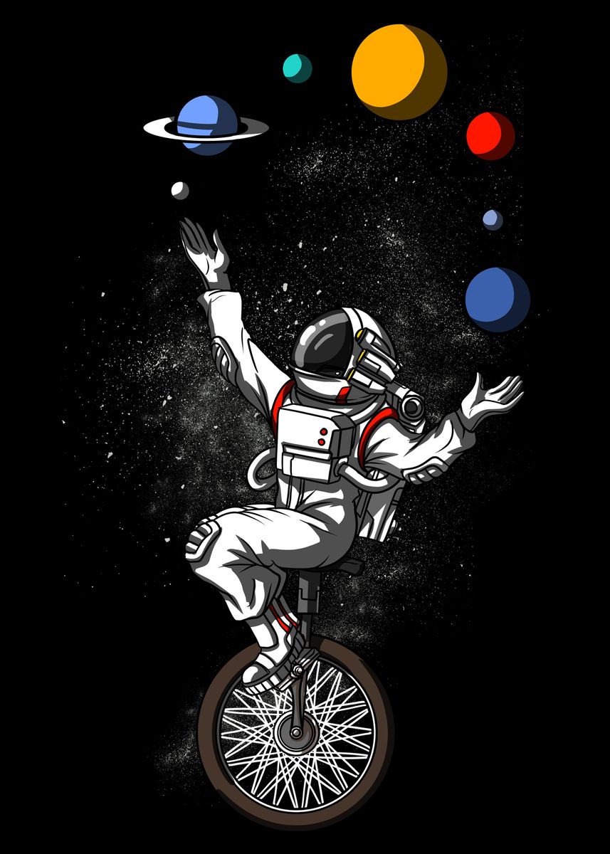 'Astronaut Space Circus' Poster, picture, metal print, paint by ...