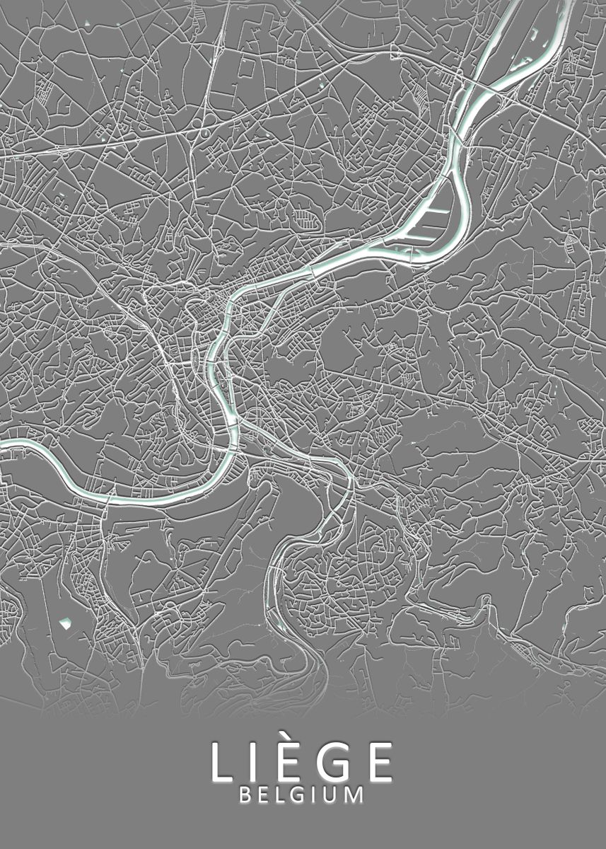 Wall Hangings Wall Décor Prints map poster map of Liege Belgium Liege ...