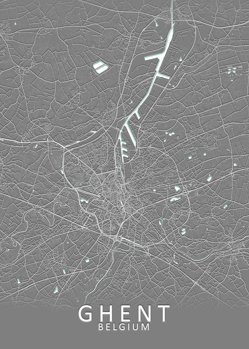 'Ghent Belgium City Map' Poster, picture, metal print, paint by City ...