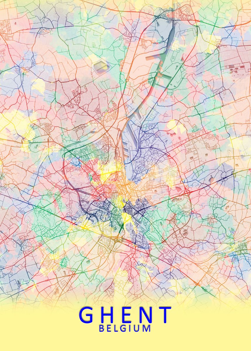 'Ghent Belgium City Map' Poster by City Map Art Prints | Displate