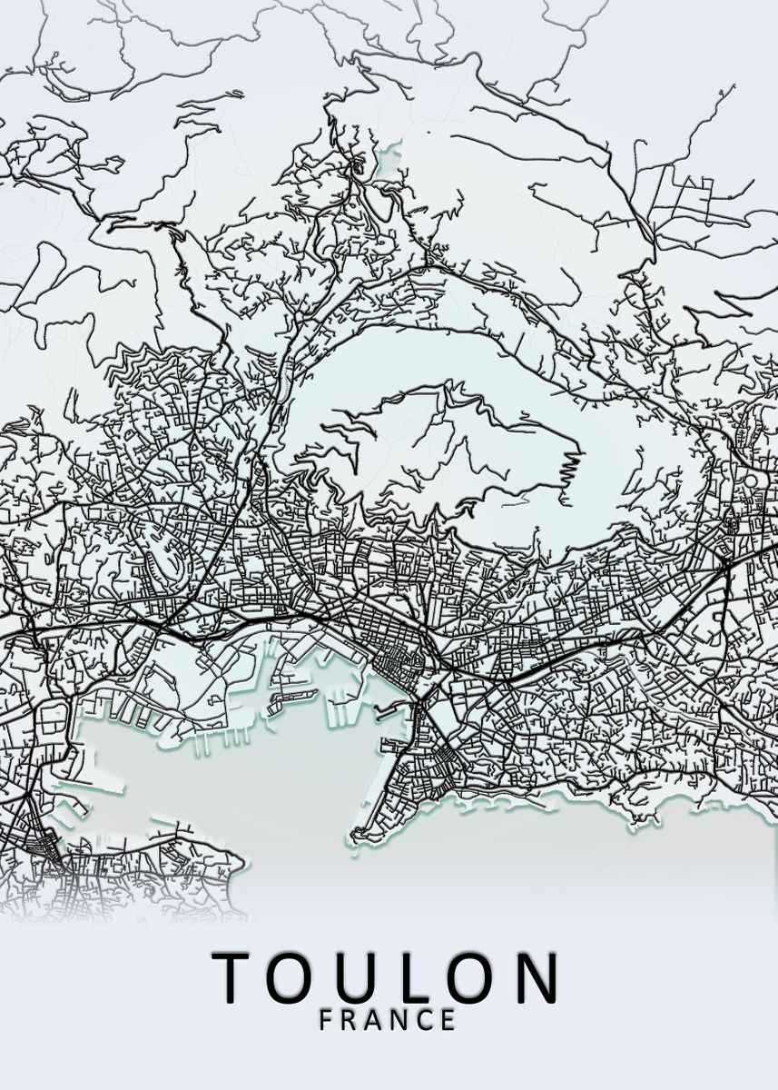 'Toulon France City Map' Poster, picture, metal print, paint by City ...