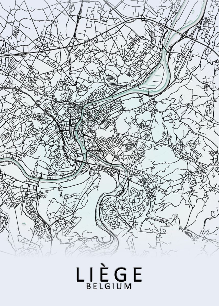 'Liege Belgium City Map' Poster, picture, metal print, paint by City ...