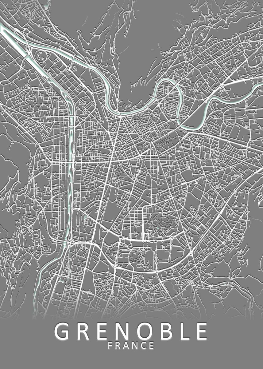 'Grenoble France City Map' Poster by City Map Art Prints | Displate