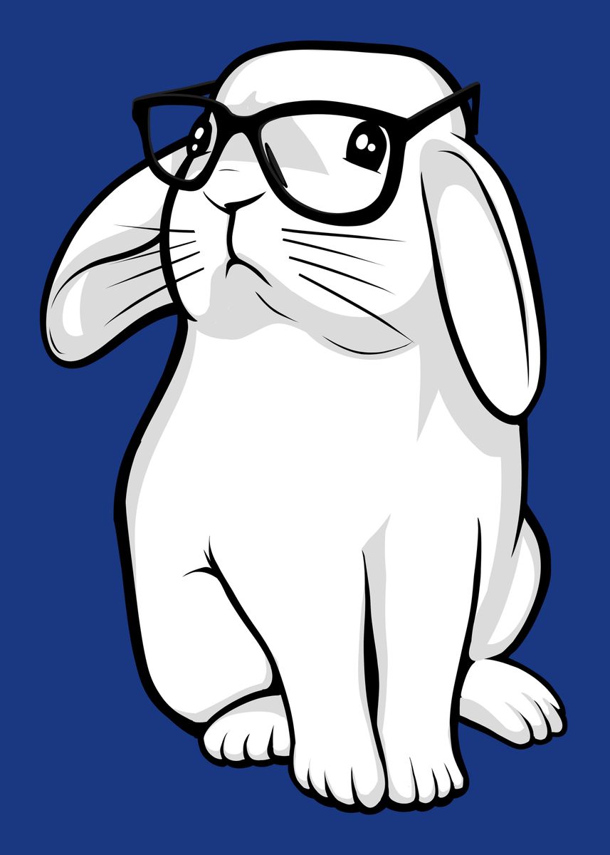 'Hipster Rabbit Nerd Bunny' Poster, picture, metal print, paint by ...