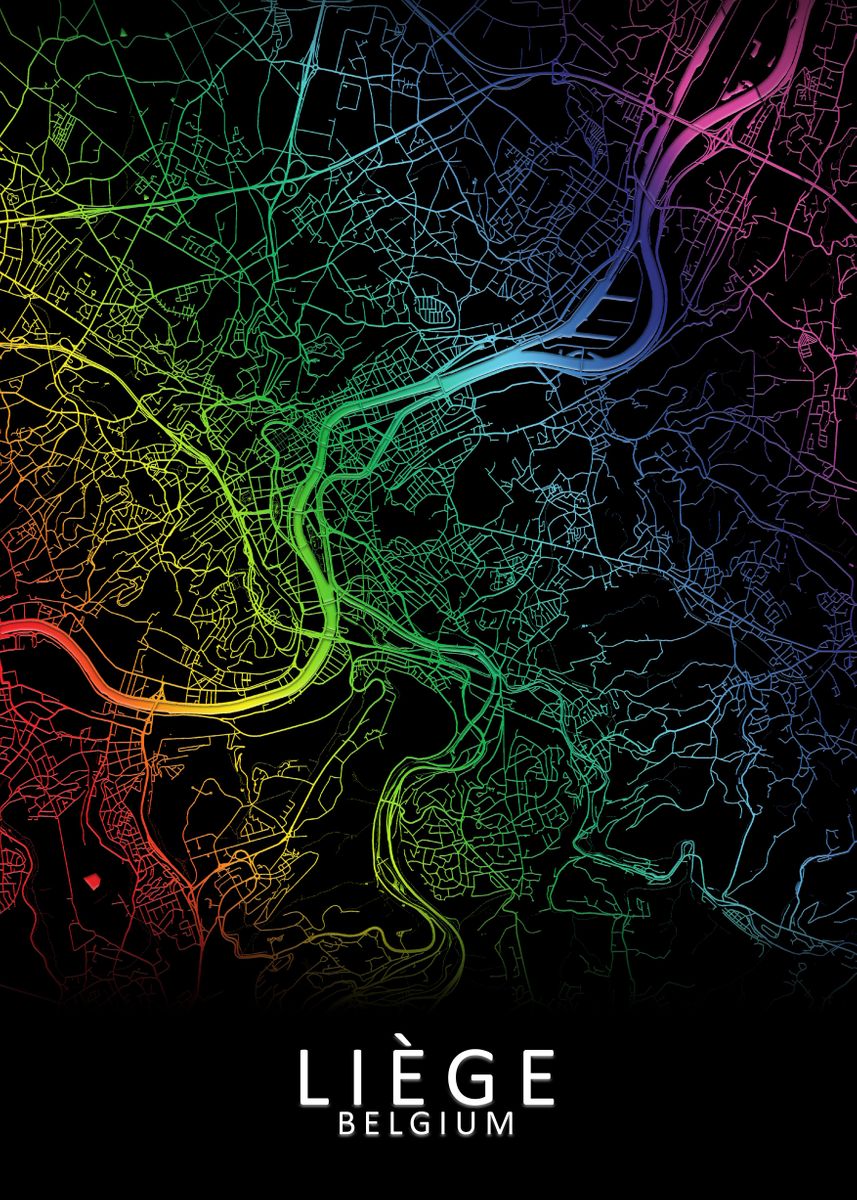 'Liege Belgium City Map' Poster by City Map Art Prints | Displate