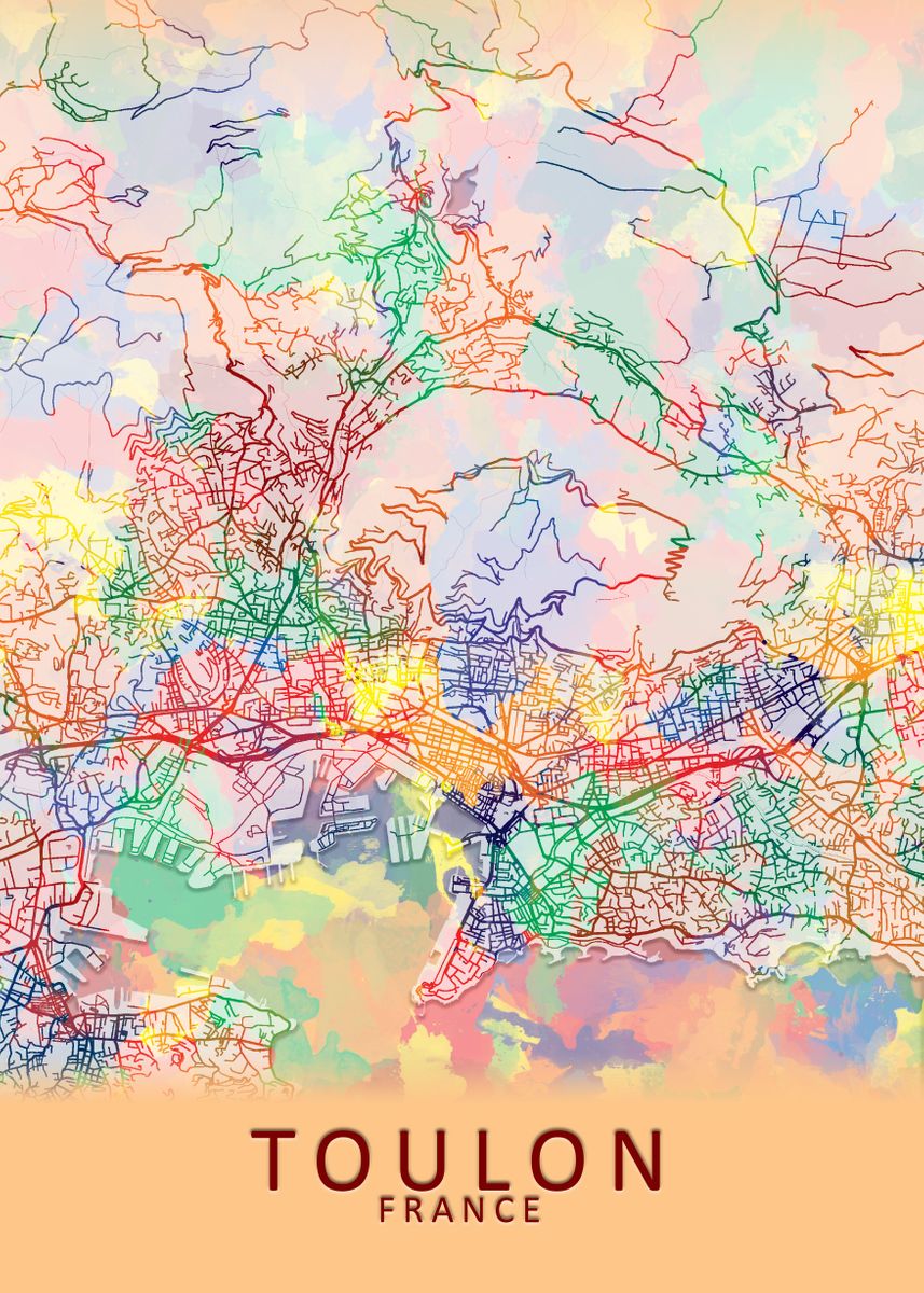 'Toulon France City Map' Poster, picture, metal print, paint by City ...