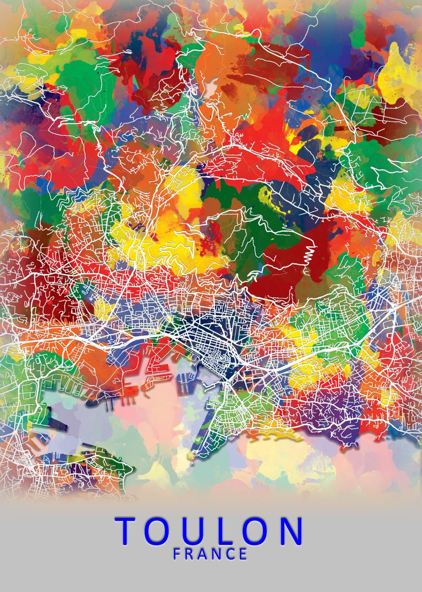 'Toulon France City Map' Poster, picture, metal print, paint by City ...