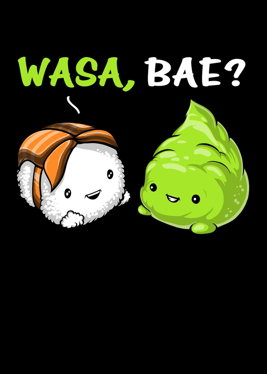 'Sushi Couple Wasa Bae' Poster by Psychonautica | Displate