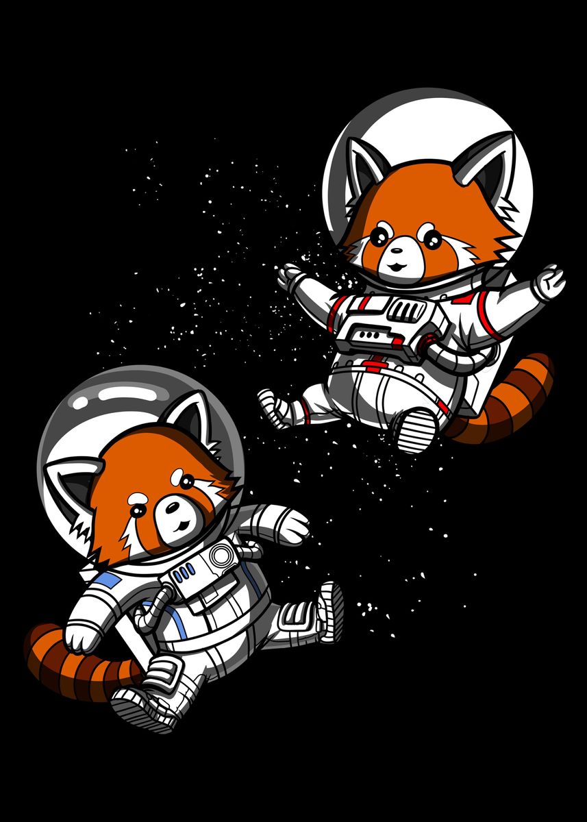 'Space Red Panda Bears' Poster, picture, metal print, paint by ...