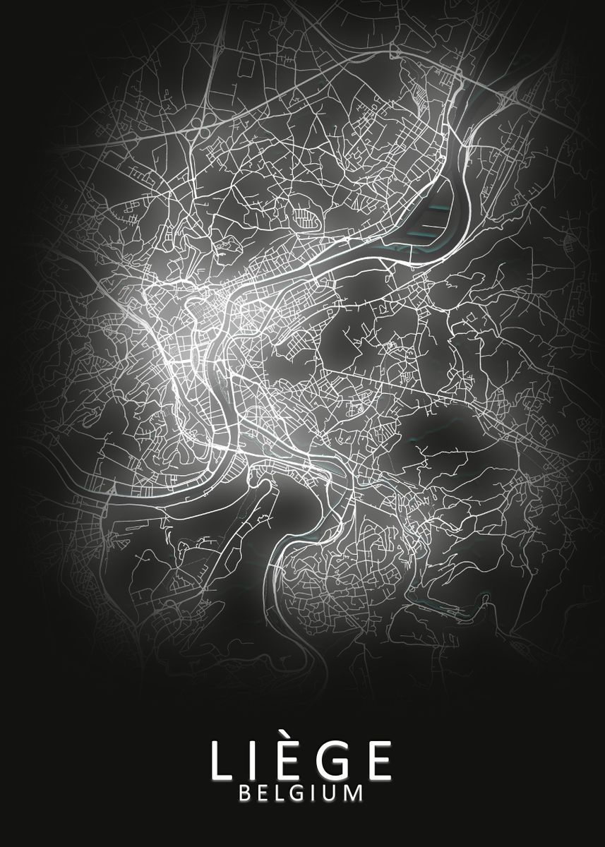'Liege Belgium City Map' Poster by City Map Art Prints | Displate