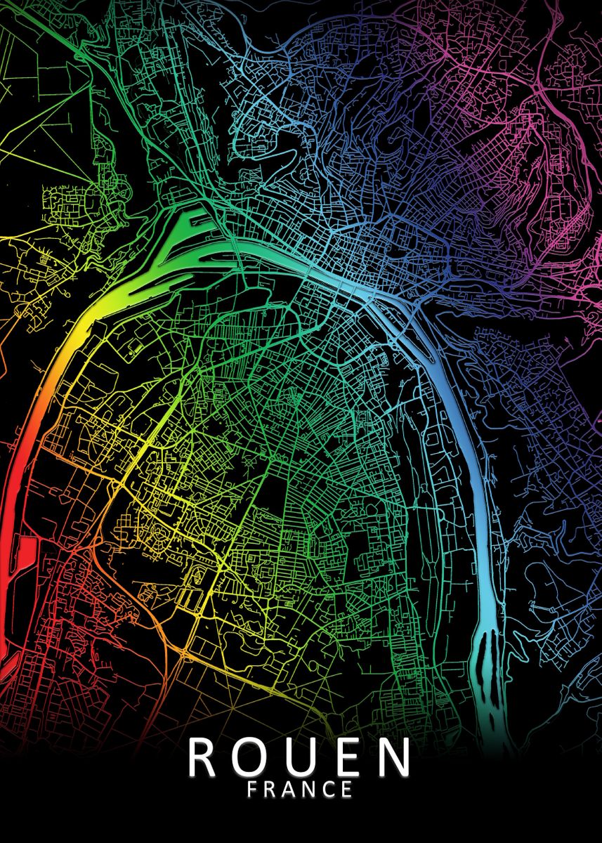 'Rouen France City Map' Poster by City Map Art Prints | Displate