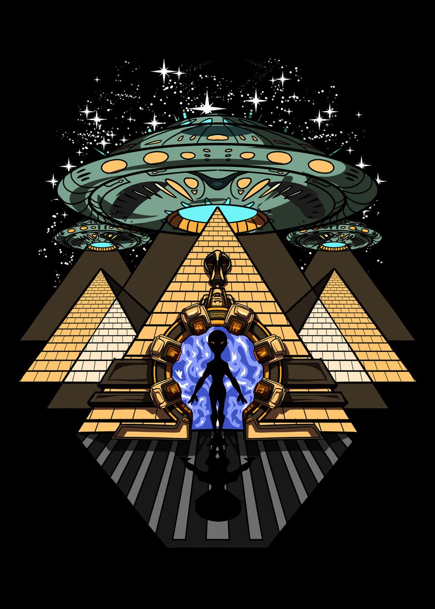 'Egyptian Pyramids Aliens' Poster, picture, metal print, paint by ...