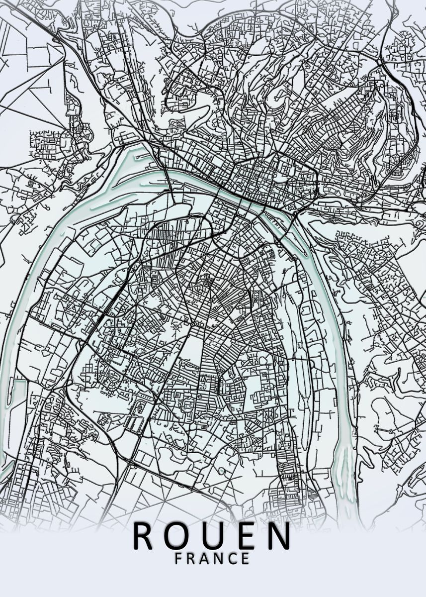 'Rouen France City Map' Poster, picture, metal print, paint by City Map ...