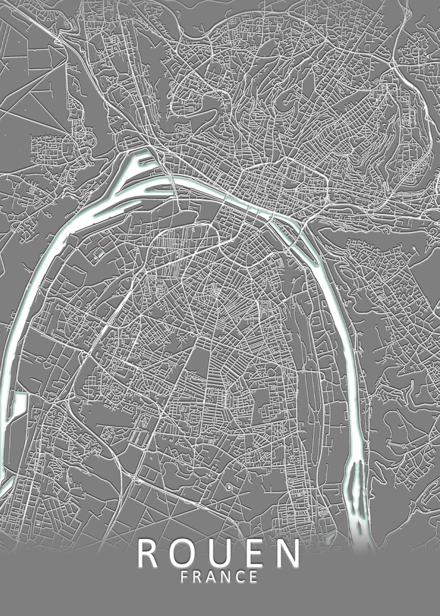 'Rouen France City Map' Poster, picture, metal print, paint by City Map ...
